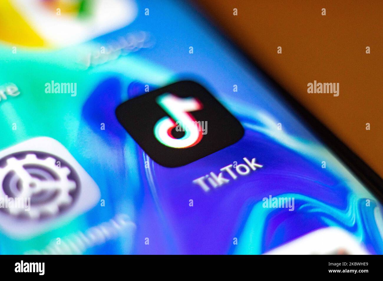 TikTok closeup logo displayed on a phone screen, smartphone and ...