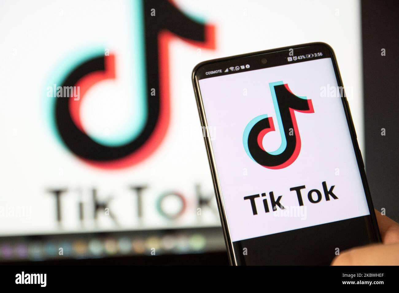 TikTok closeup logo displayed on a phone screen, smartphone and ...