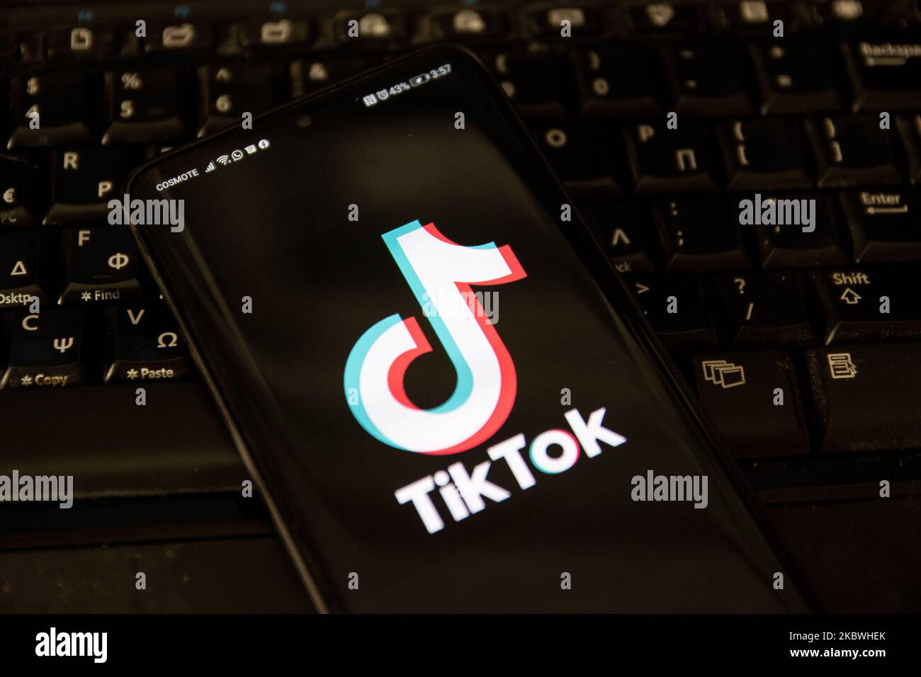 TikTok closeup logo displayed on a phone screen, smartphone and ...