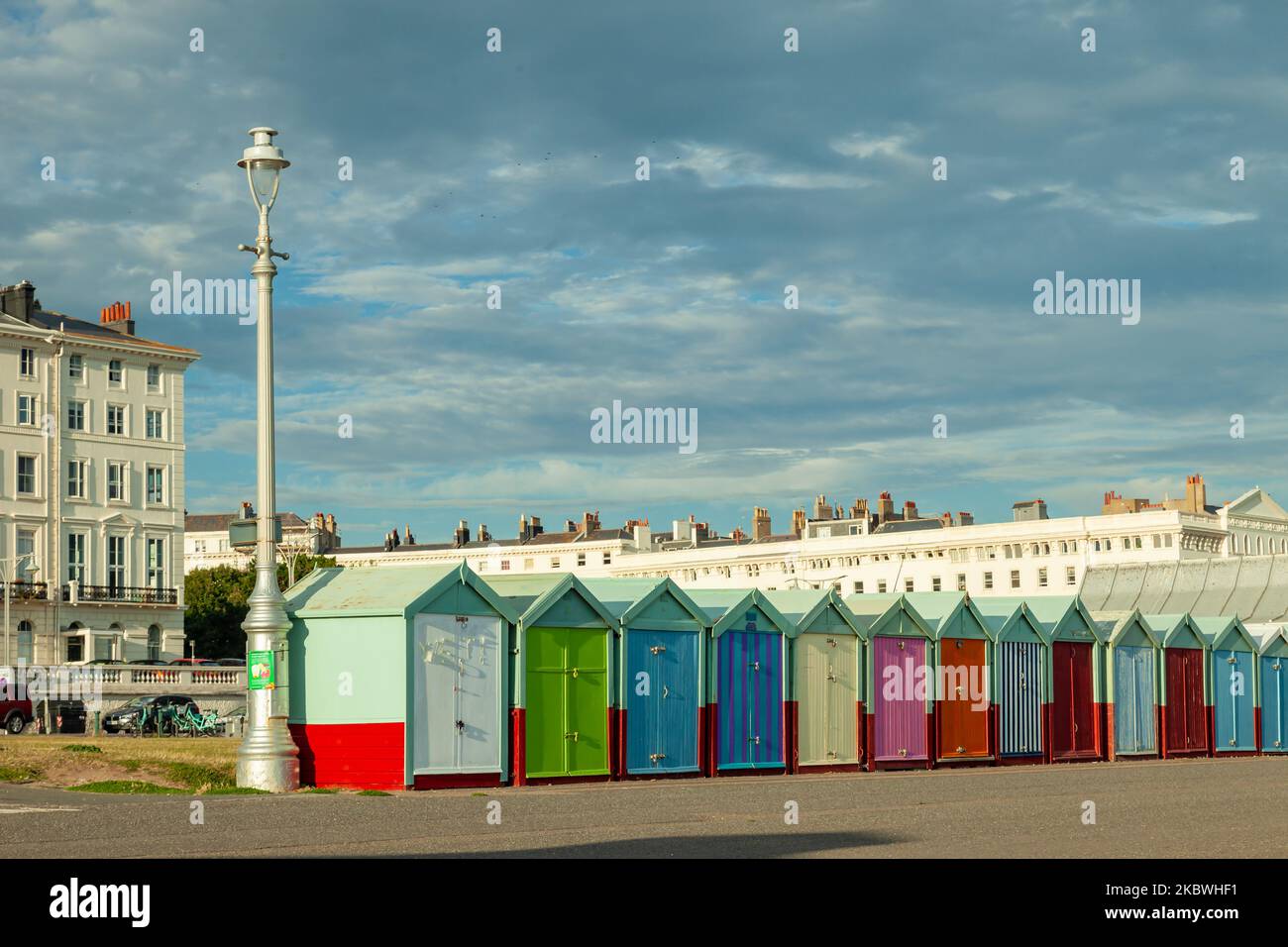 Colourful beach huts on Brighton and Hove seafront, East Sussex ...