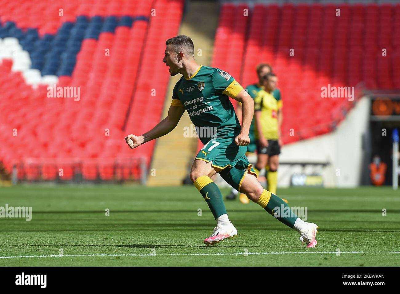 Callum Roberts (37) of Notts County celebrates after scoring a goal to ...