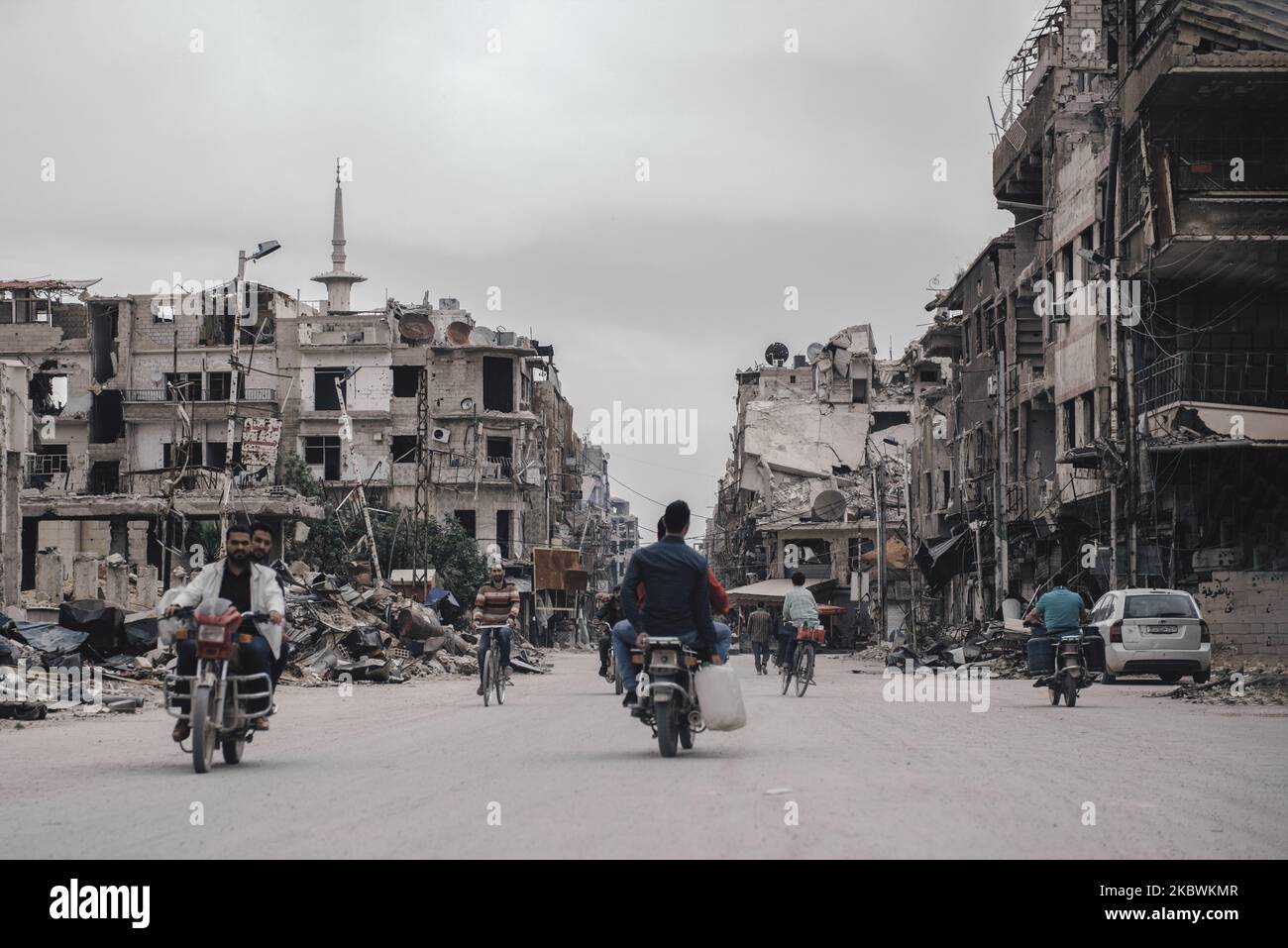 The main street in Duma with a lot of people from east Ghouta ,and each ...