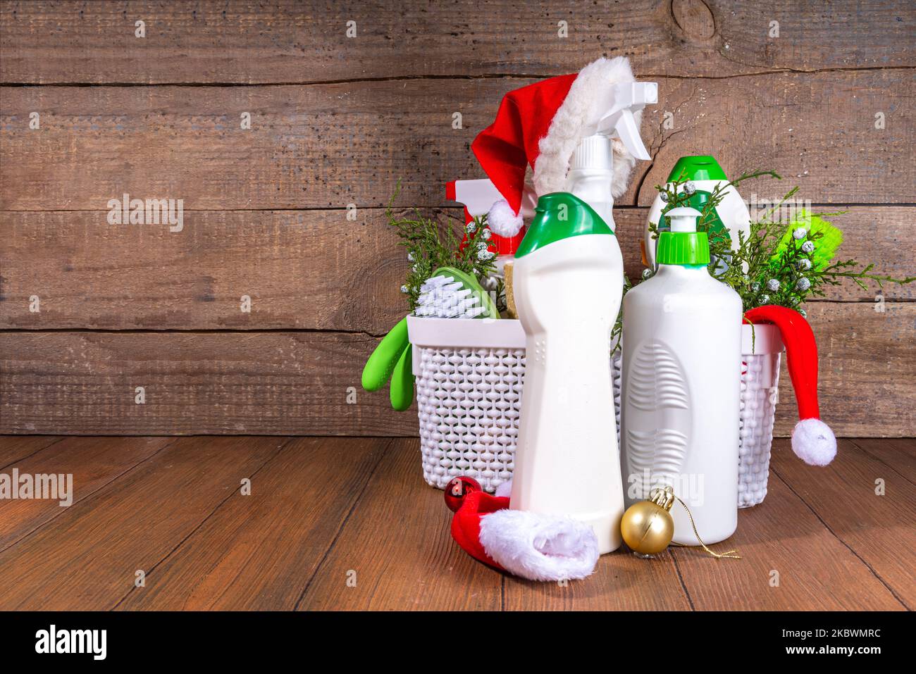 Christmas cleaning flatlay, advertising banner mockup for winter ...