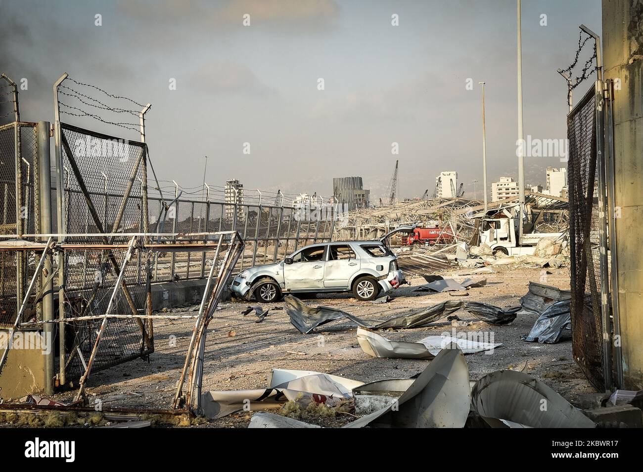 A view of the port after the explosion on August 4, 2020 in Beirut ...