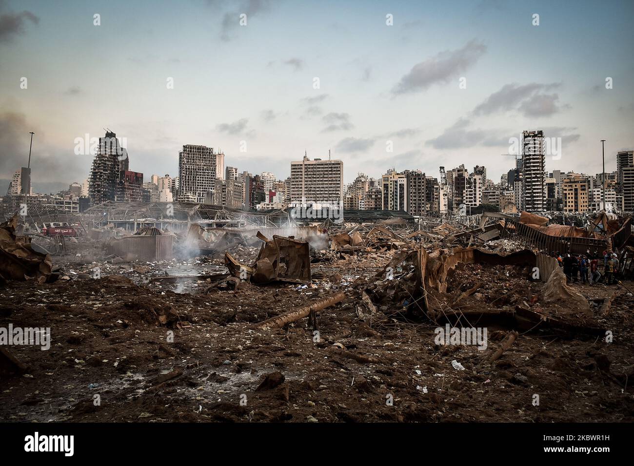 A view of the port after the explosion on August 4, 2020 in Beirut ...