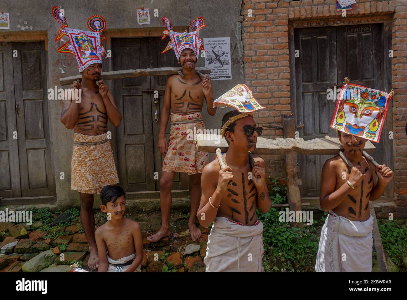 Nepalese man dress in traditional festival attire take part in the ...
