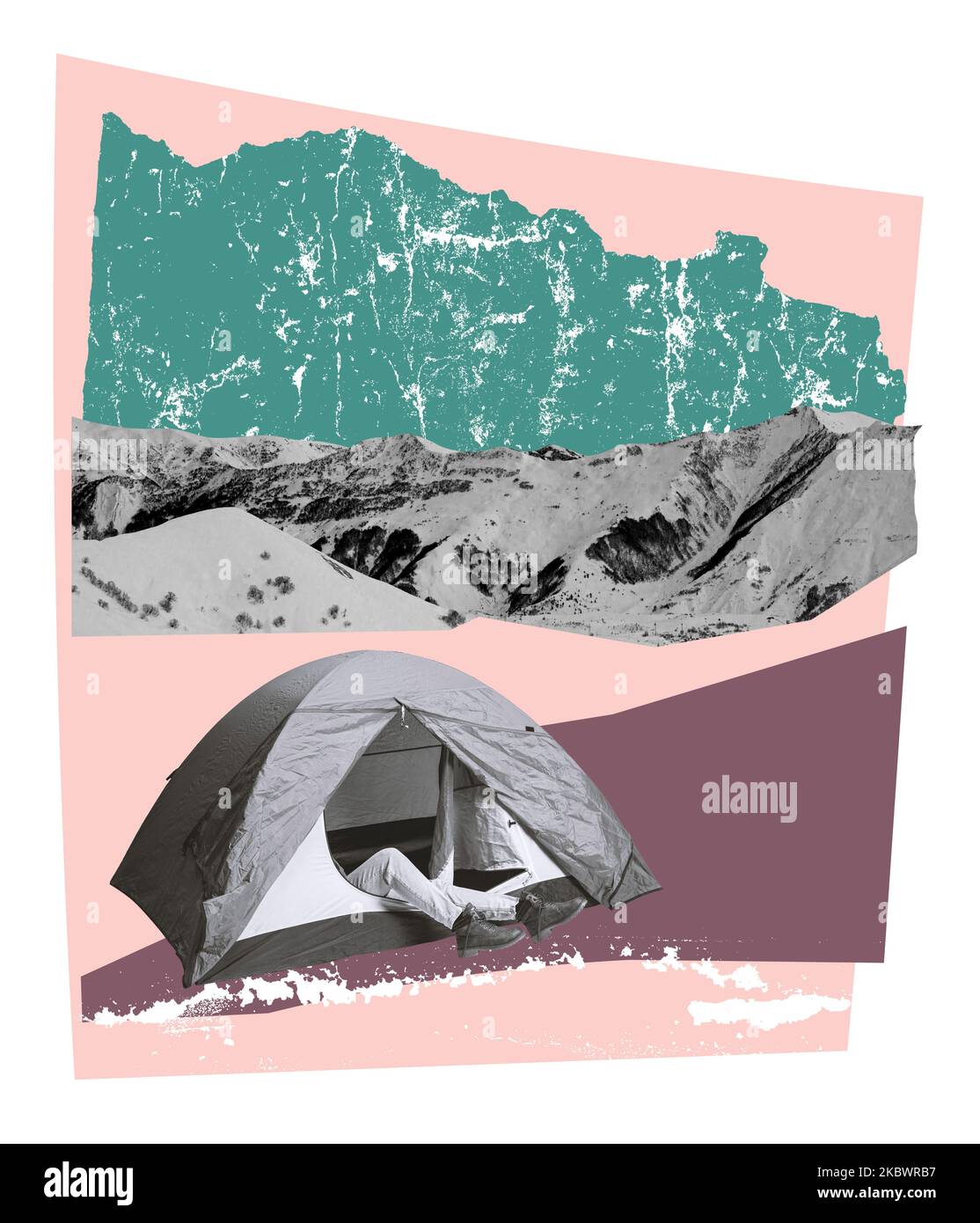 Contemporary art collage. Creative design in retro style. WInter ...