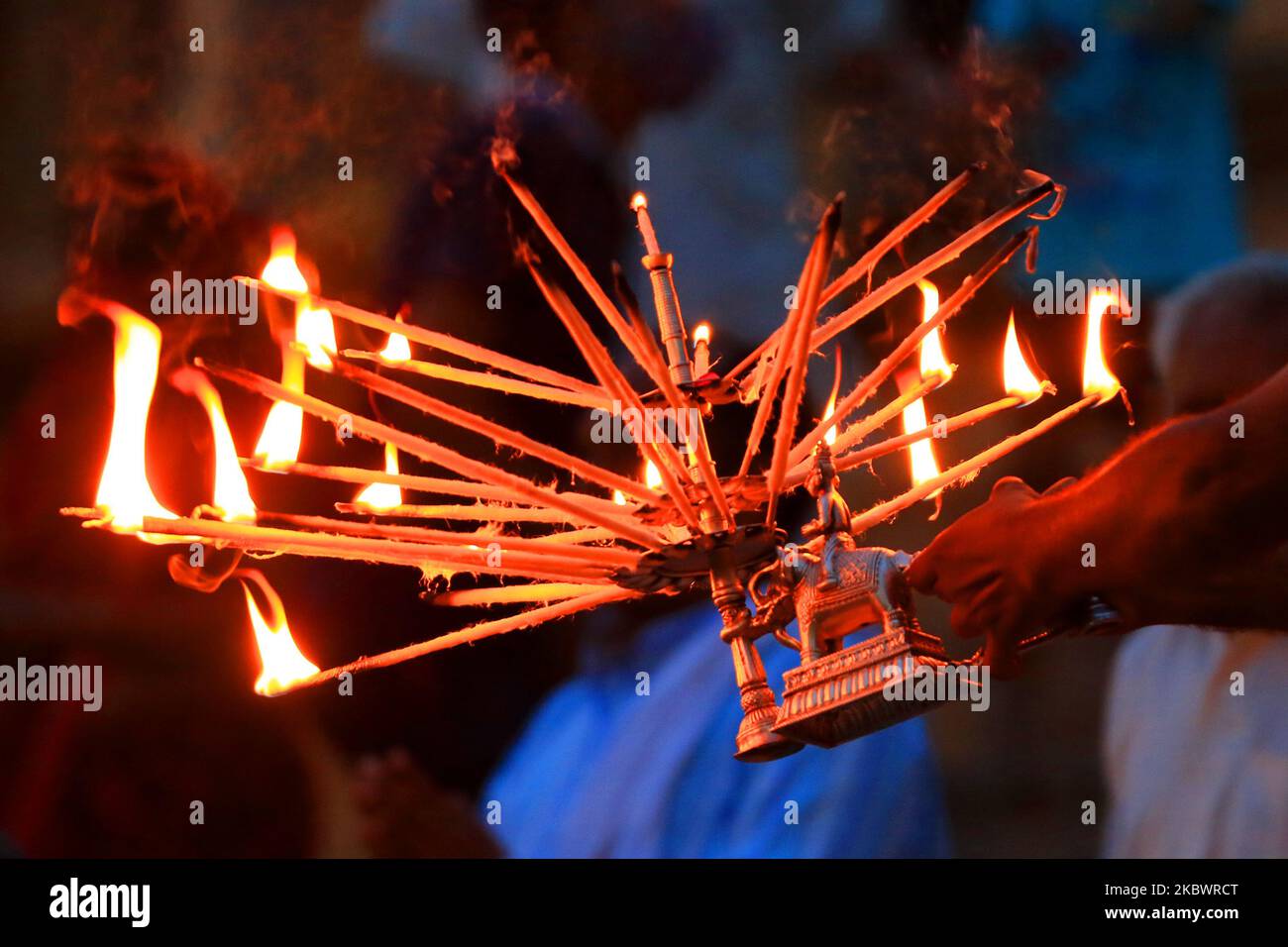 Hindu devotees performing ''Maha Aarti'' as they celebrate ...