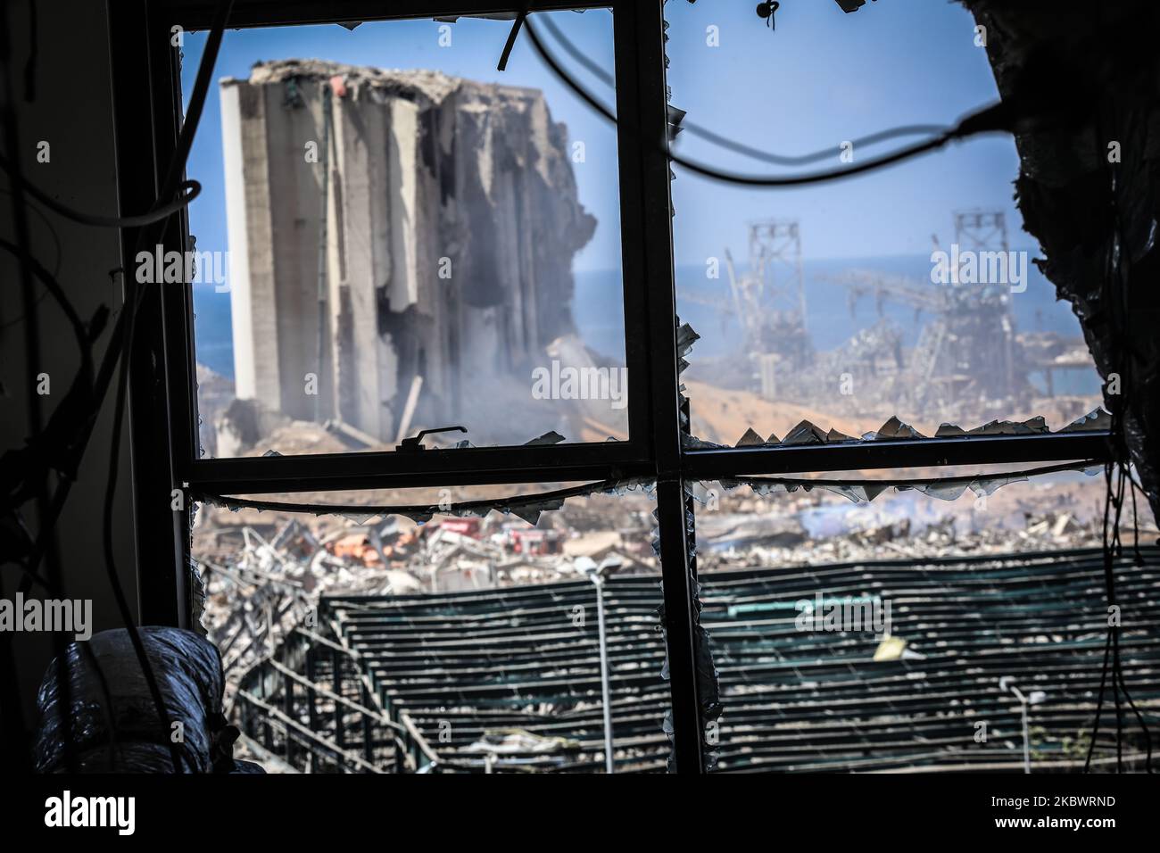 A view of the port the day after a massive explosion at the port on ...