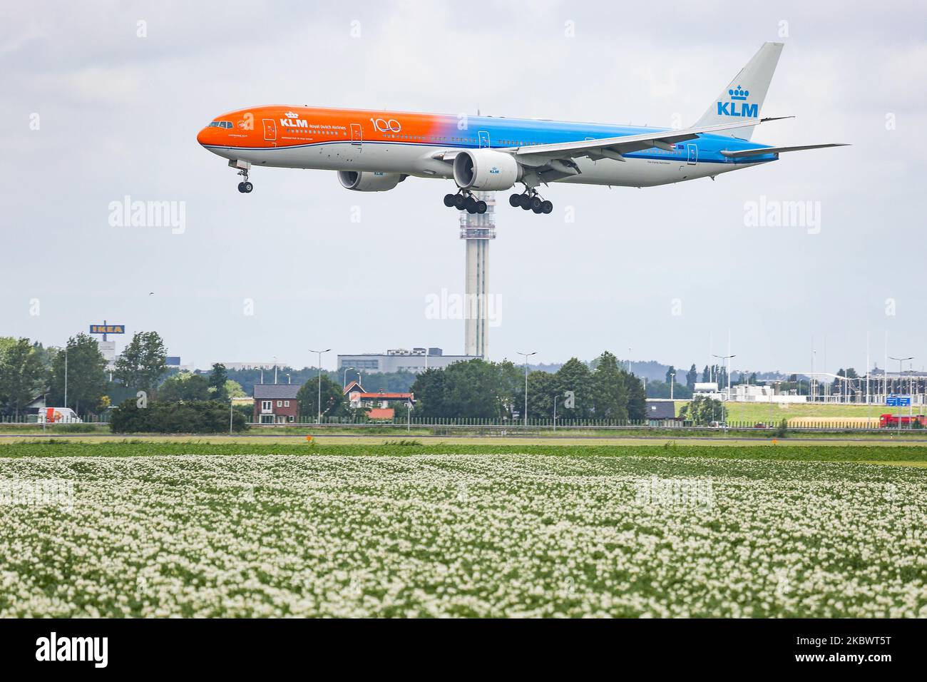 KLM Royal Dutch Airlines Boeing 777 passenger aircraft as seen flying ...