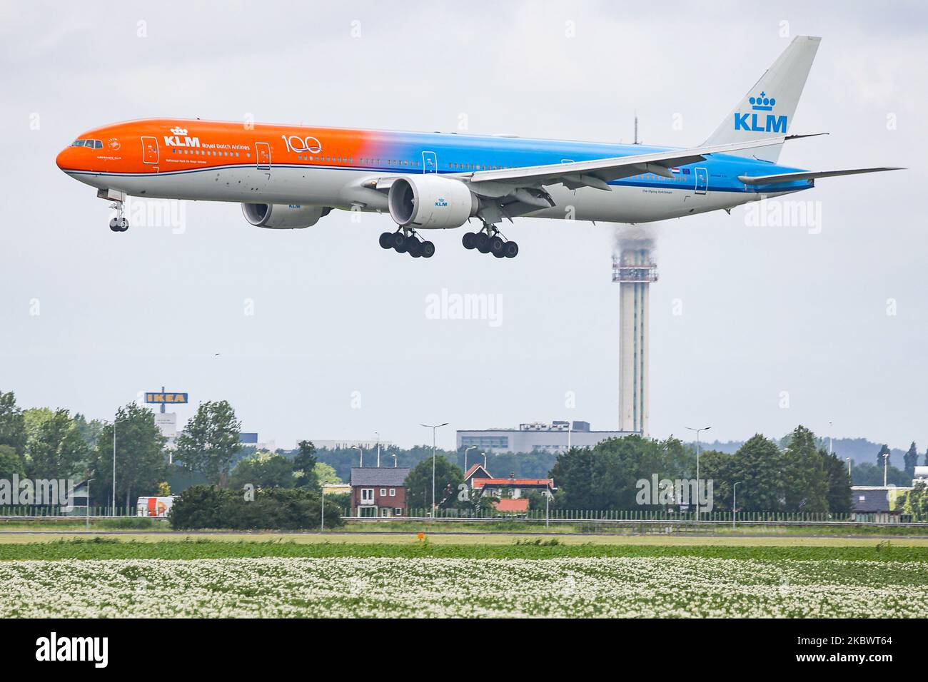 KLM Royal Dutch Airlines Boeing 777 passenger aircraft as seen flying ...