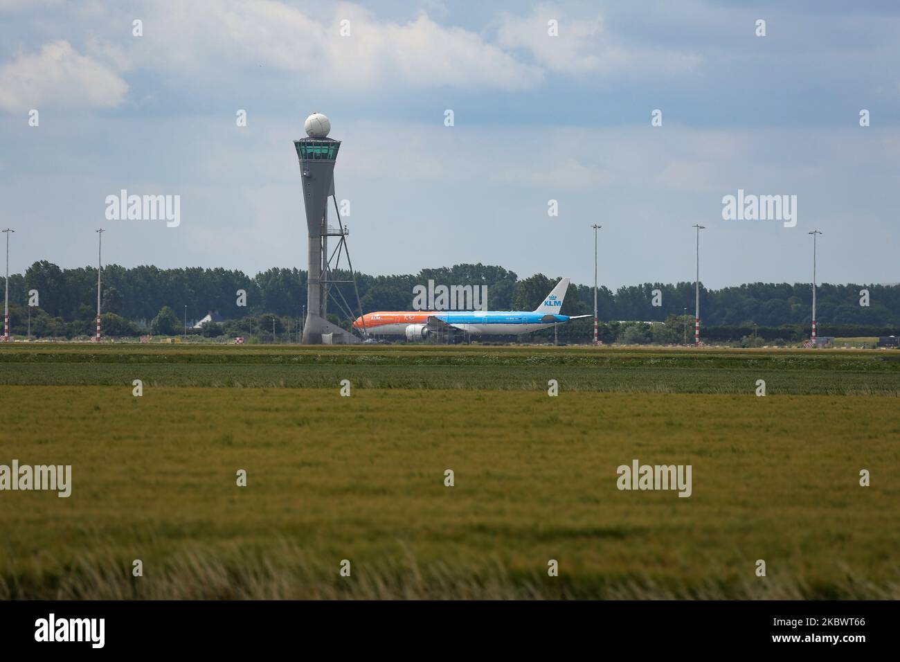 KLM Royal Dutch Airlines Boeing 777 passenger aircraft as seen flying ...