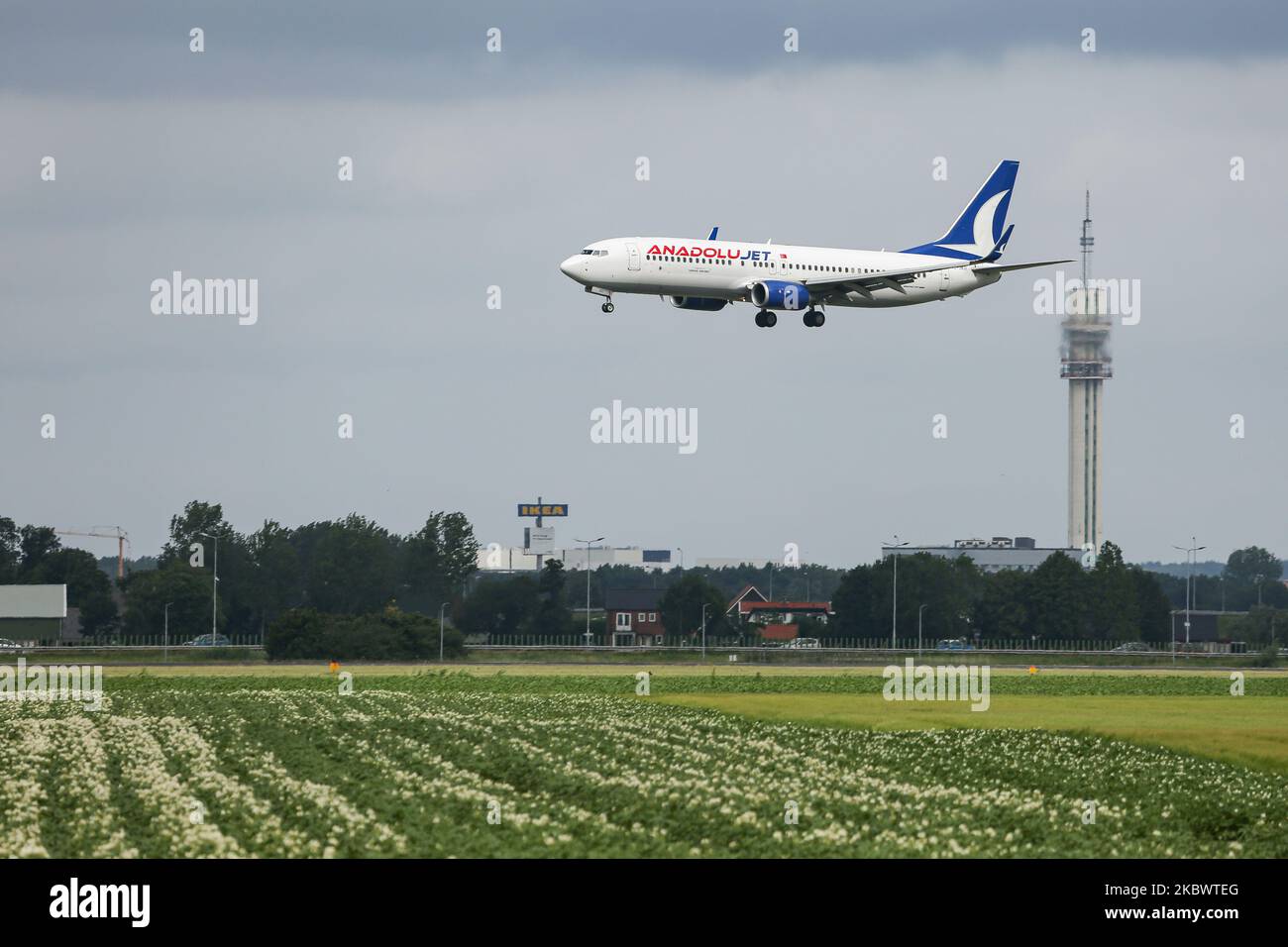 Anadolu Jet Boeing 737-800 passenger aircraft as seen on final approach ...