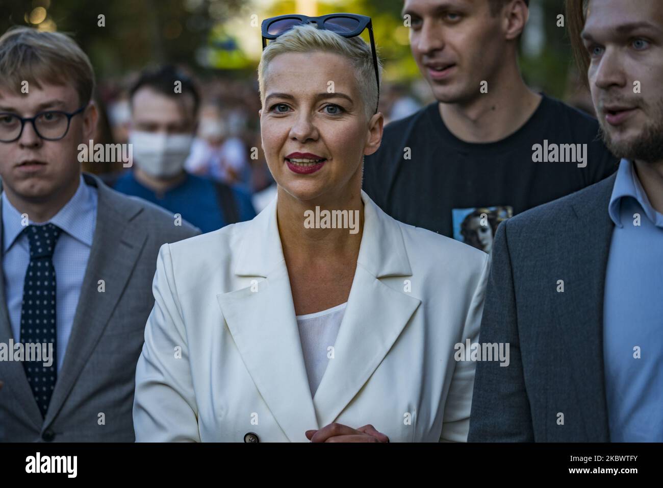 Maria Kolesnikova, ally of Svetlana Tikhanovskaya, in a improvised ...