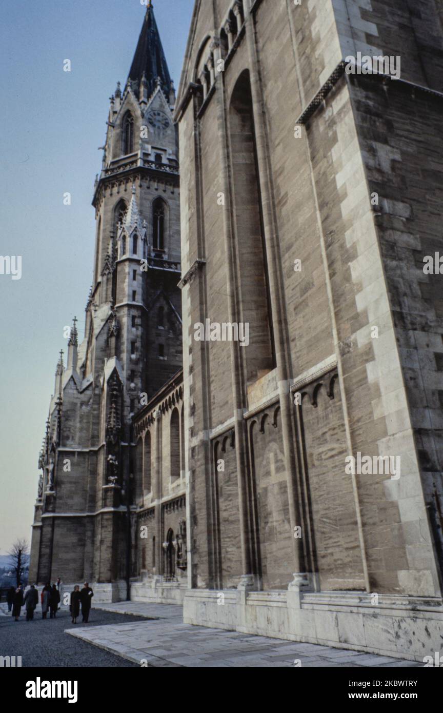 Paris, France may 1980: Notre Dame cathedral building detail in 80s ...