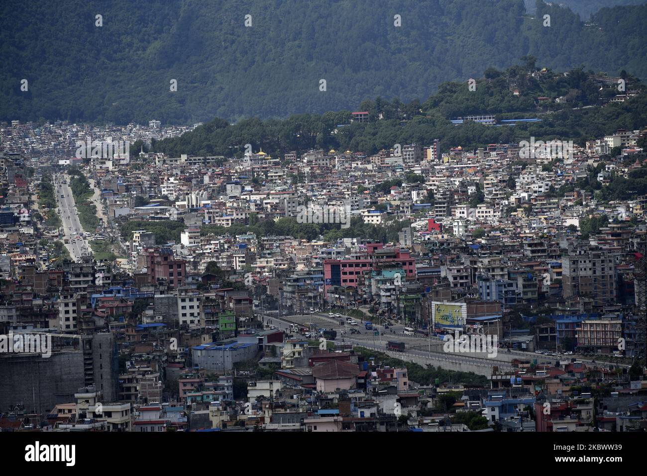 A cityscape of Kathmandu city, view from Kirtipur, Kathmandu, Nepal on ...
