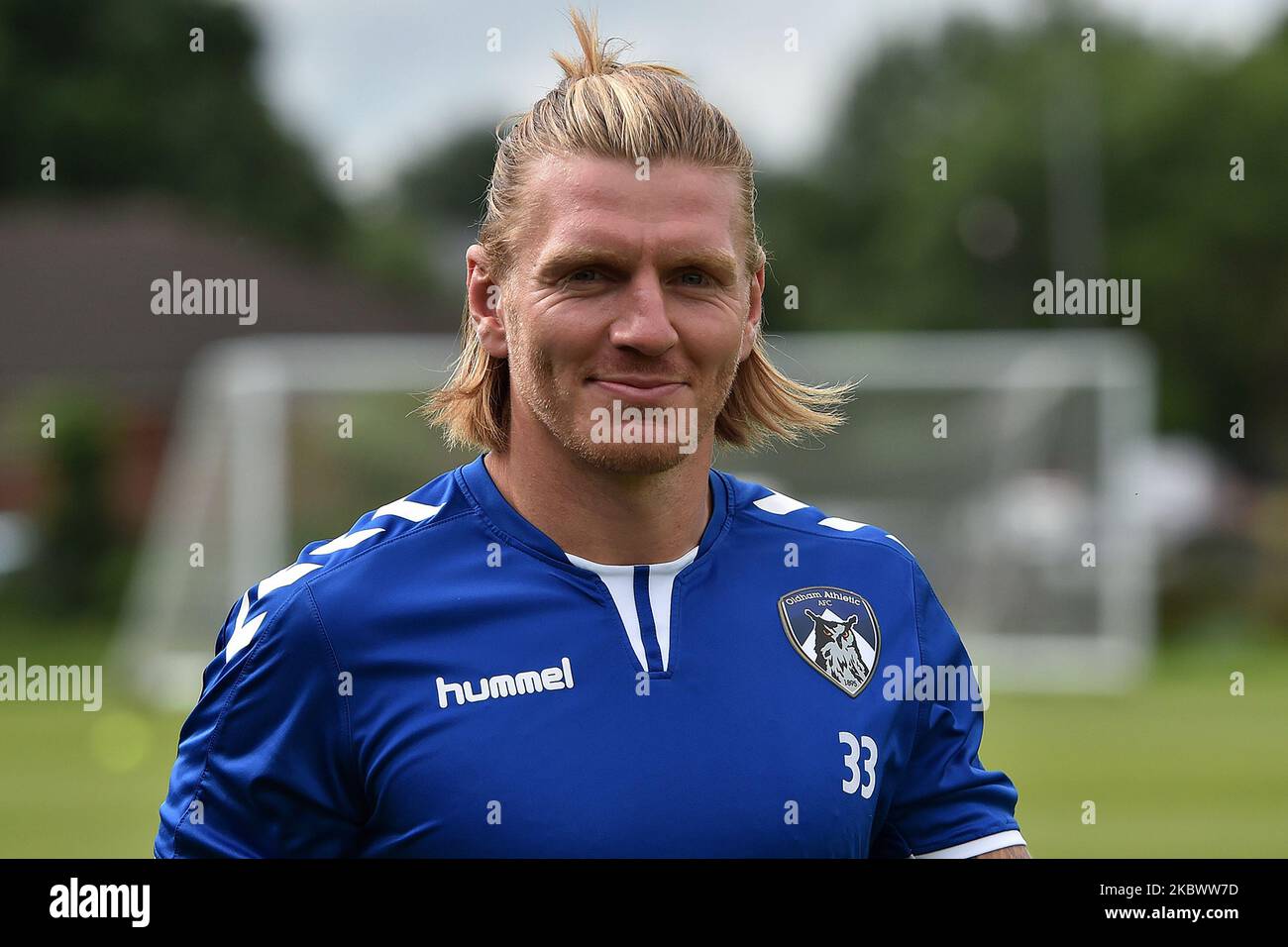 Oldham's Carl Piergianni during pre-season training at Chapel Road ...