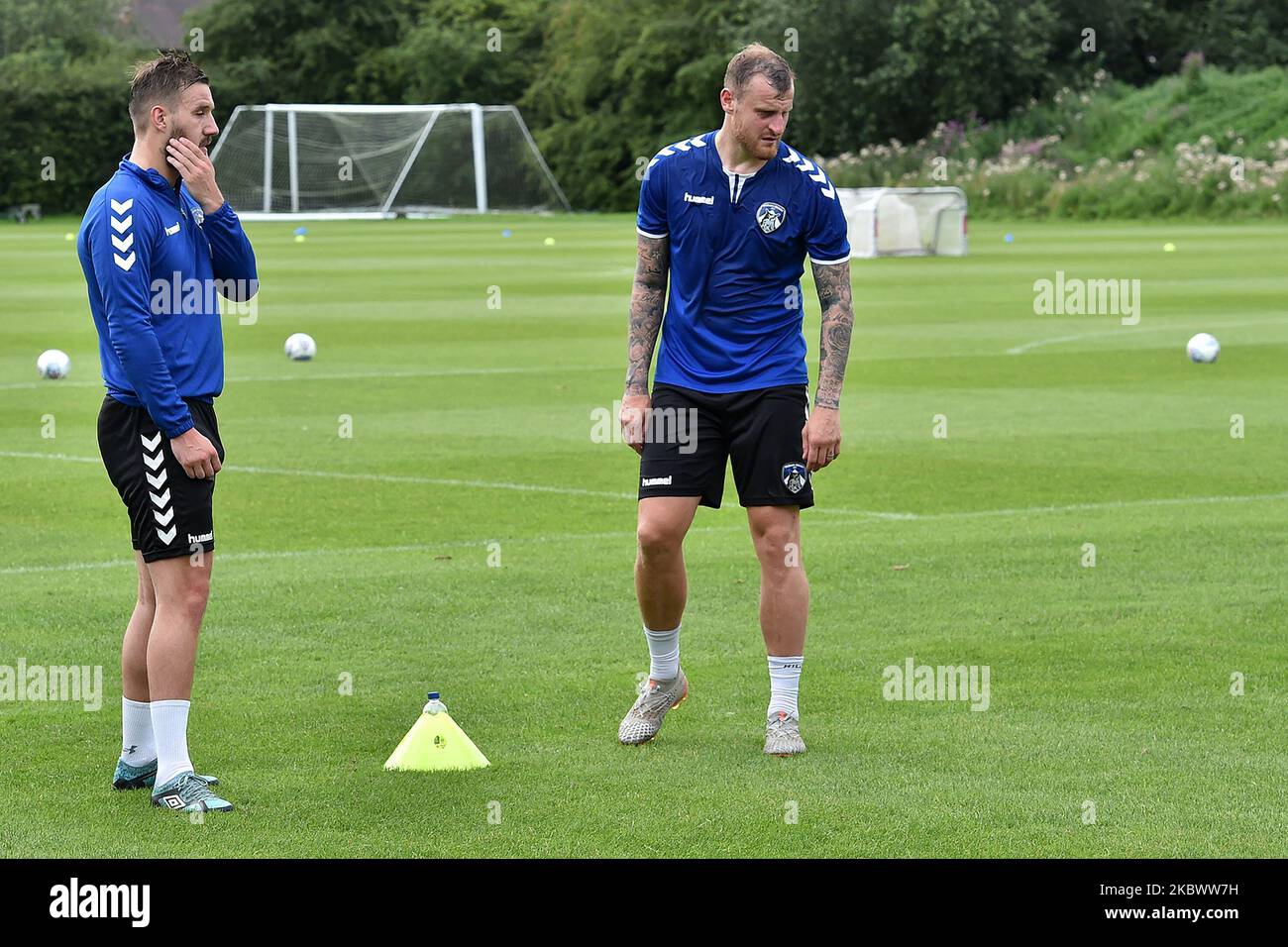 Oldham's David Wheater and Gary Woods during pre-season training at ...