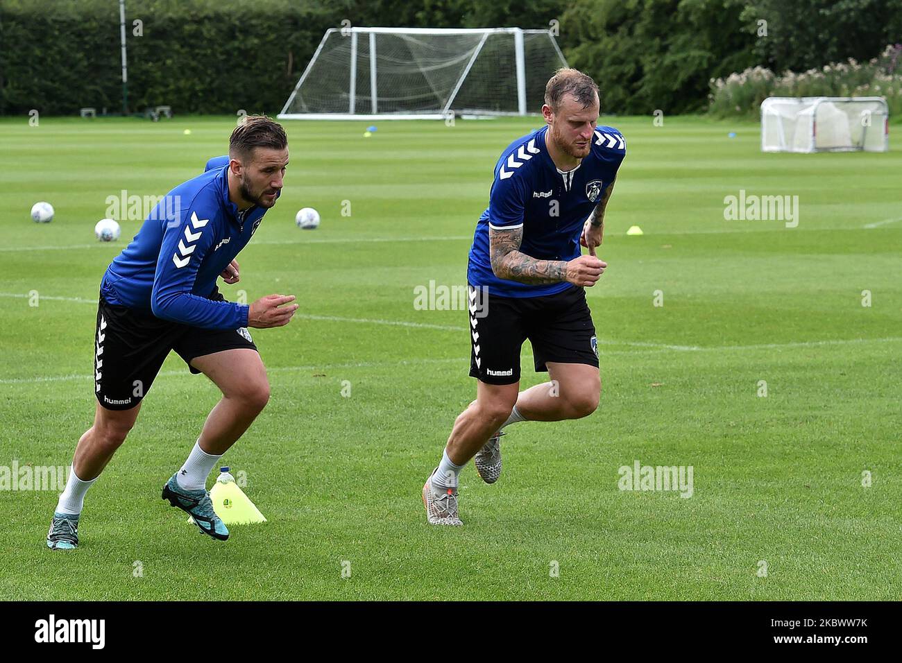 Oldham's David Wheater and Gary Woods during pre-season training at ...