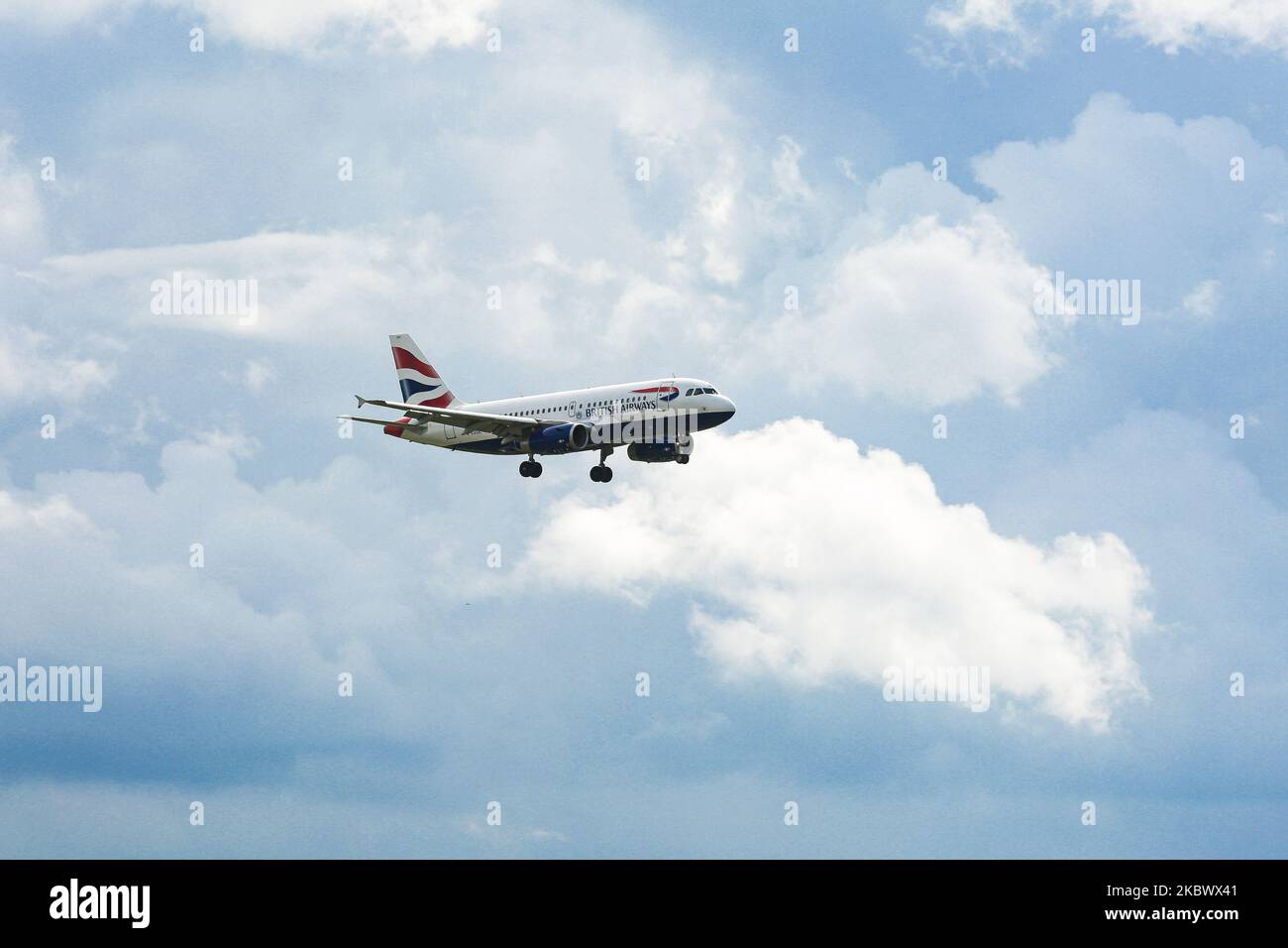 British Airways Airbus A319 aircraft as seen flying on final approach ...