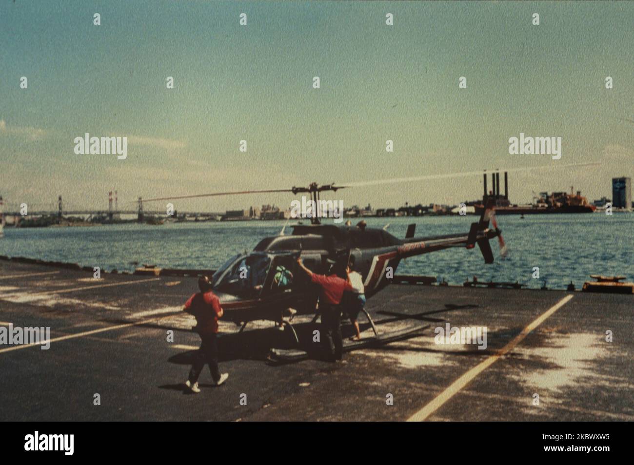 New York, United States may 1973: Helicopter ready to take off in 70s ...