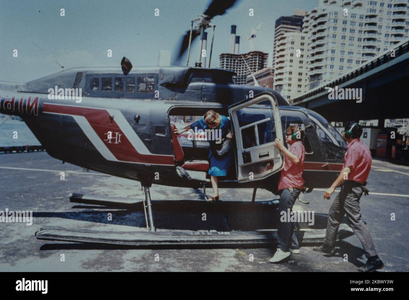 New York, United States may 1973: Helicopter ready to take off in 70s ...