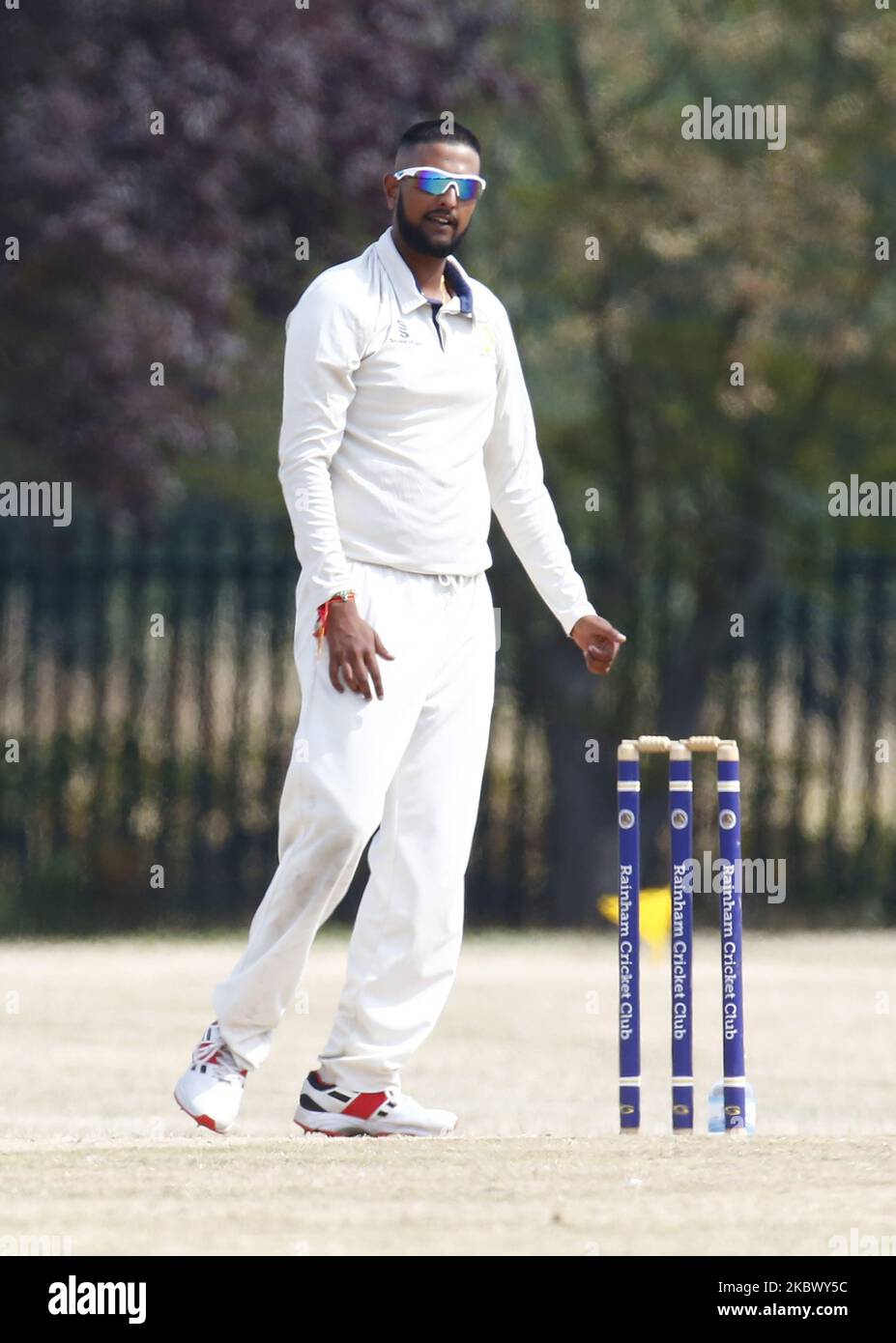 Biren Patel of Rainham CC during Shepherd Neame Essex Cricket League ...