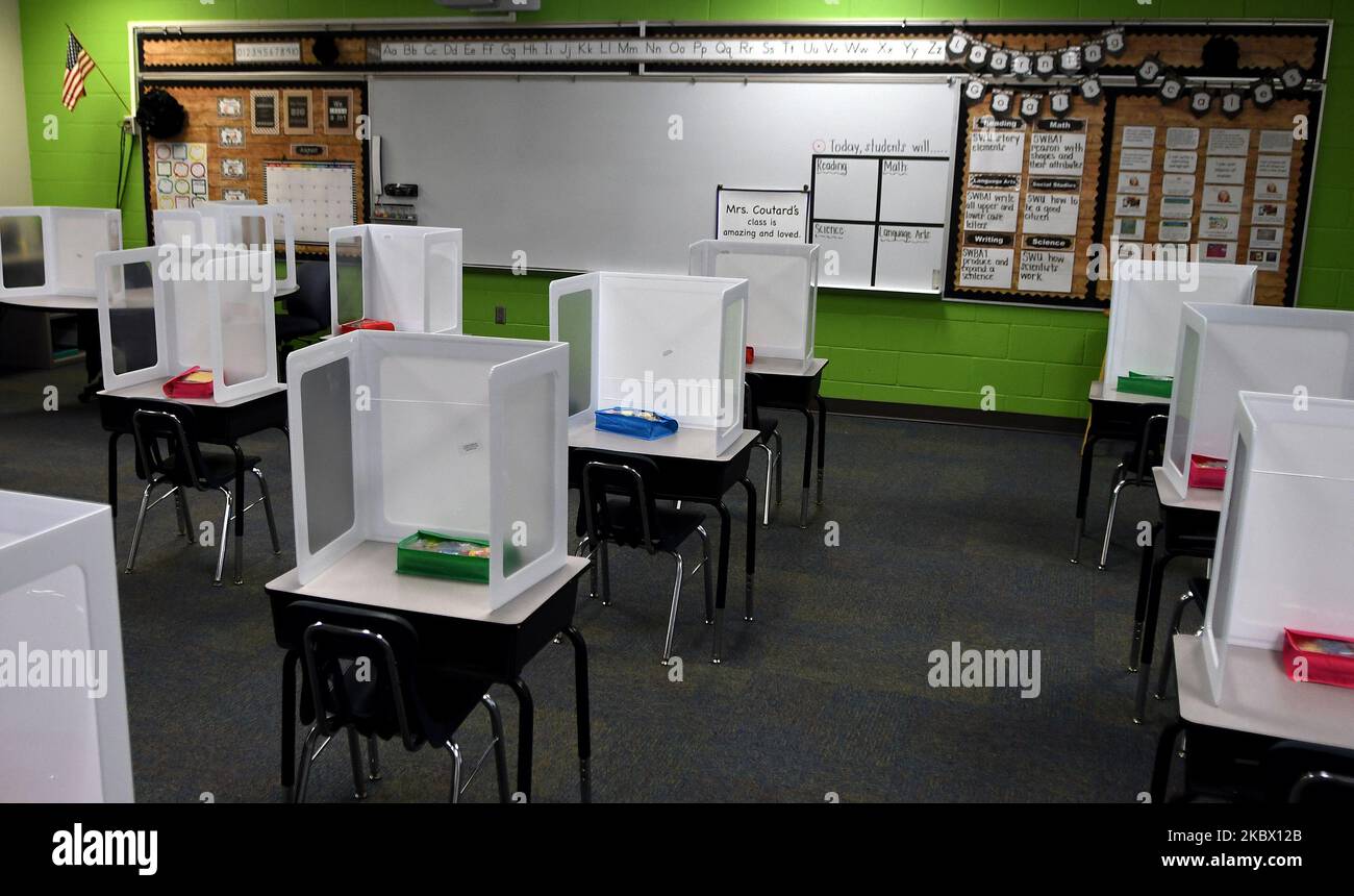 A classroom at Layer Elementary School is seen during a media preview a ...