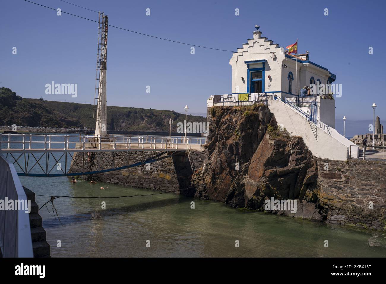 view of the fishing port of Luarca in Asturias, Spain on August 10 ...