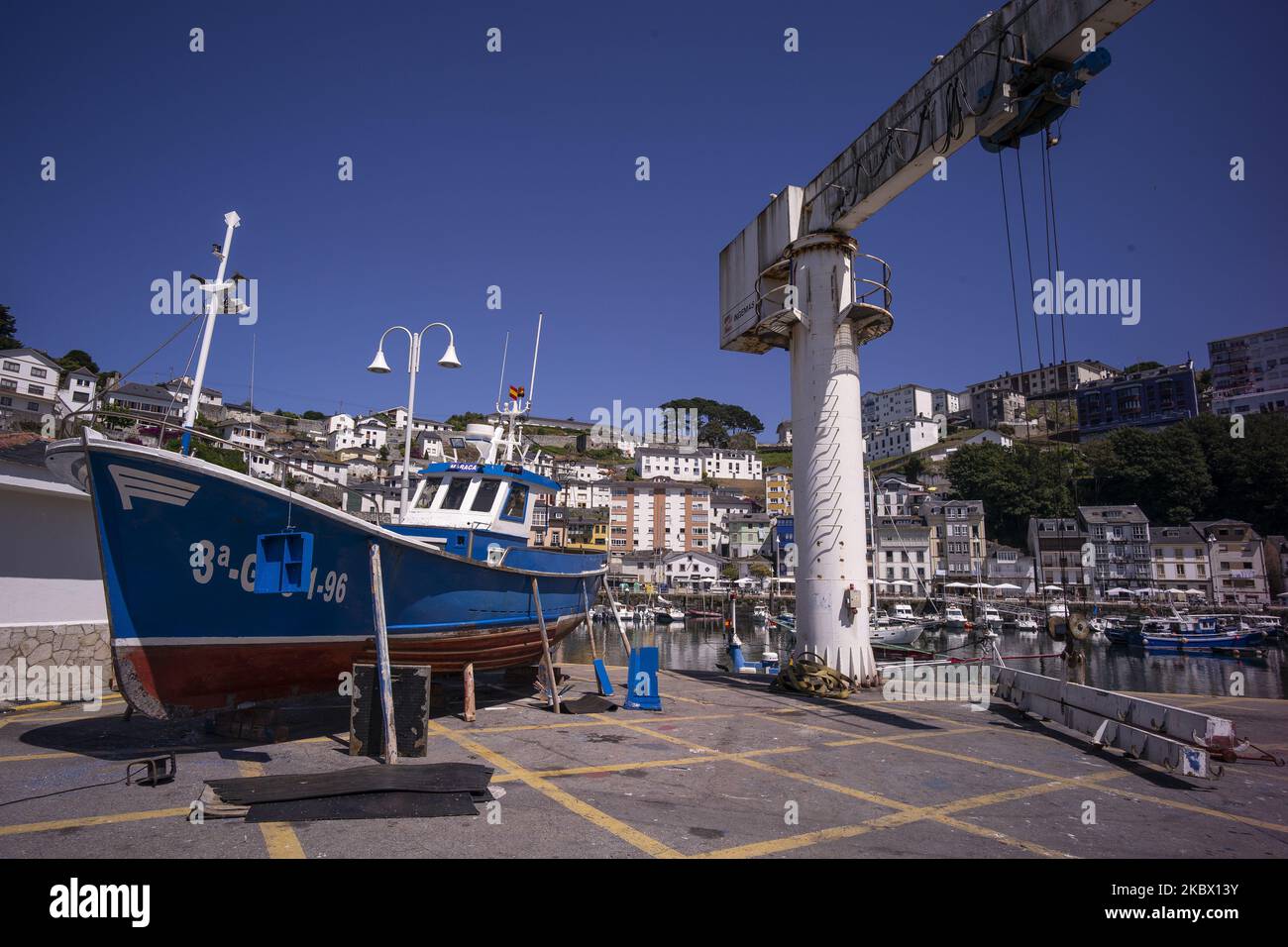 view of the fishing port of Luarca in Asturias, Spain on August 10 ...