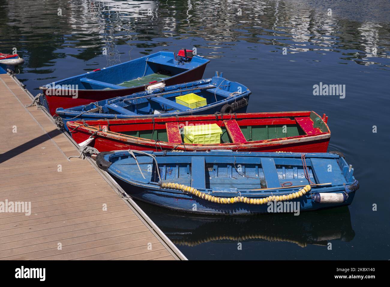 view of the fishing port of Luarca in Asturias, Spain on August 10 ...