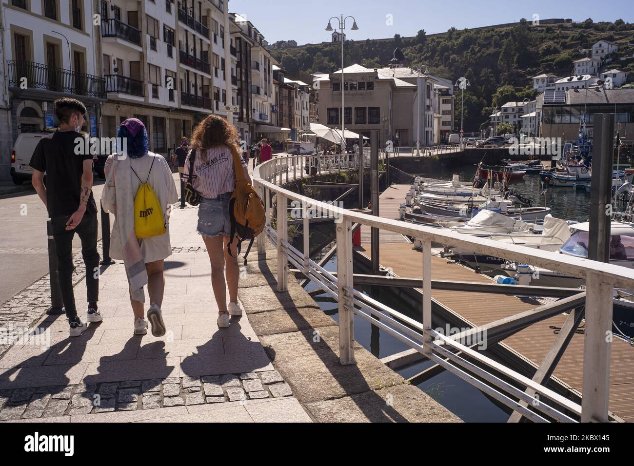 view of the fishing port of Luarca in Asturias, Spain on August 10 ...