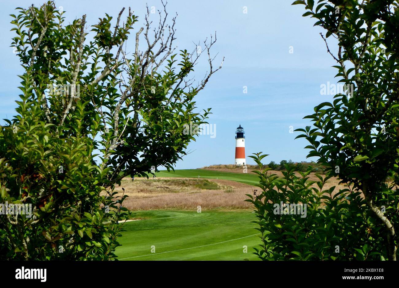 A view of the Sankaty Head Lighthouse located on Nantucket island Stock ...