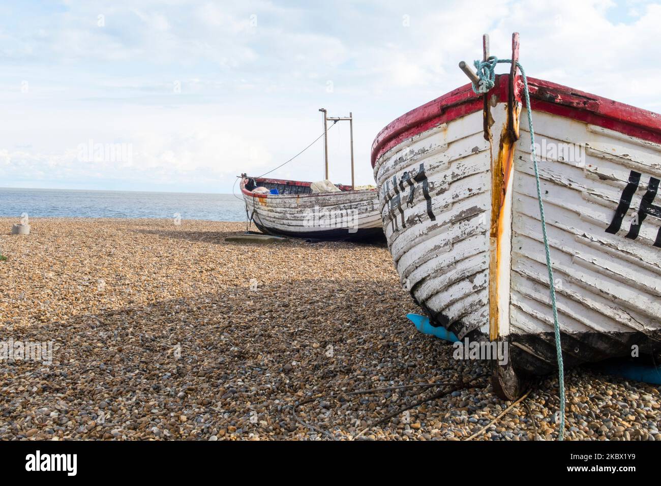 Aldeburgh pebble beach with boats Suffolk England UK Stock Photo - Alamy