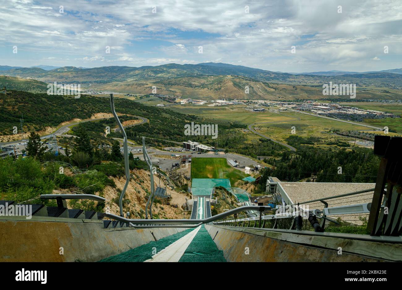 A view from top of high jump sport track during 2002 Winter Olympics in ...