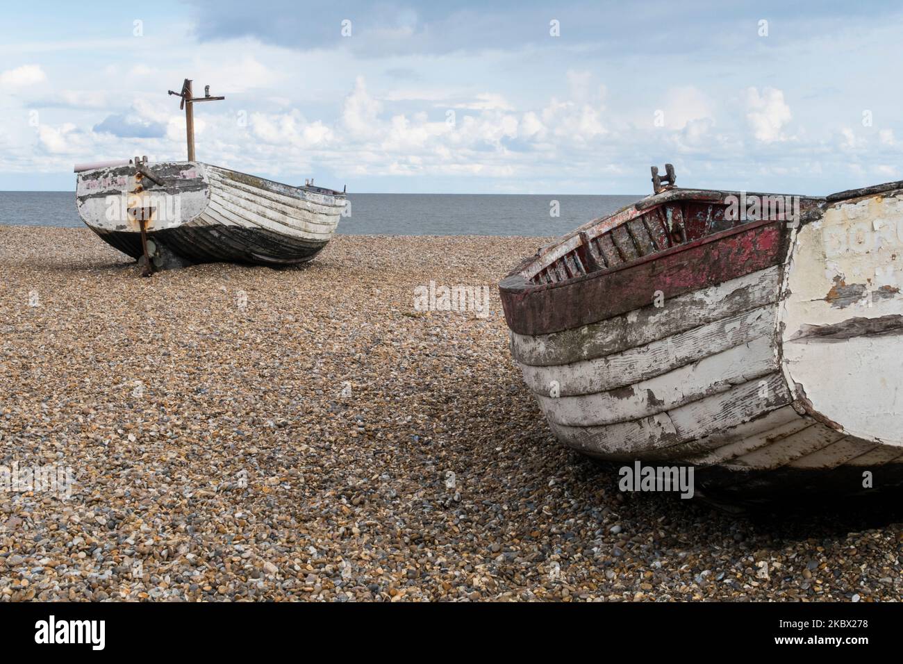 Aldeburgh pebble beach with boats Suffolk England UK Stock Photo - Alamy