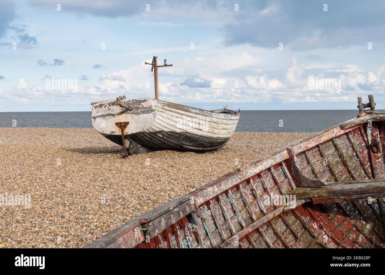 Aldeburgh pebble beach with boats Suffolk England UK Stock Photo - Alamy