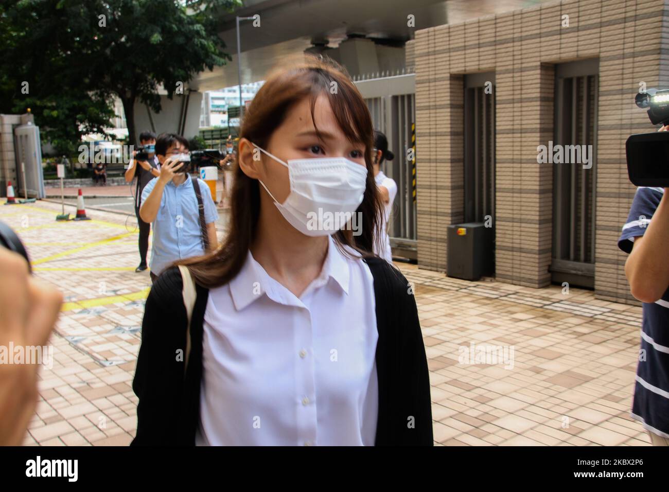 Agnes Chow enters West Kowloon Courthouse after pleading guilty for ...