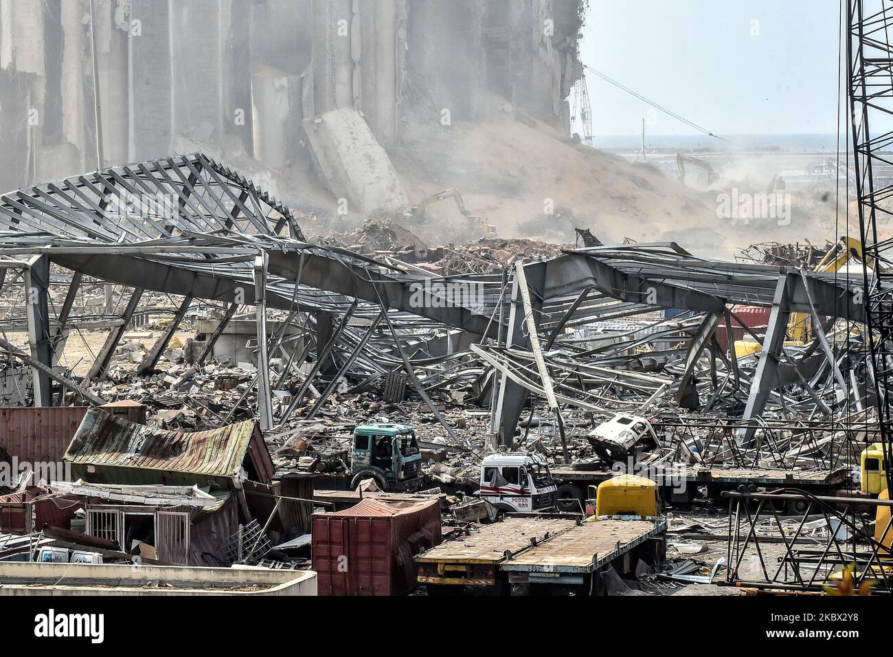 A general view of the port of Beirut, after a massive explosion at the ...