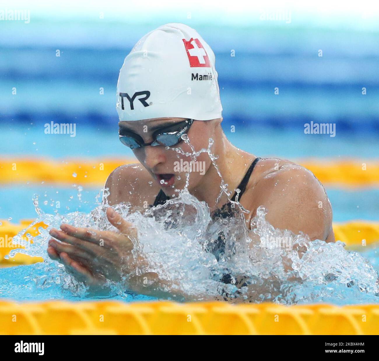 Lisa Mamie (BEL) competes in women's 200m breaststroke during the ...