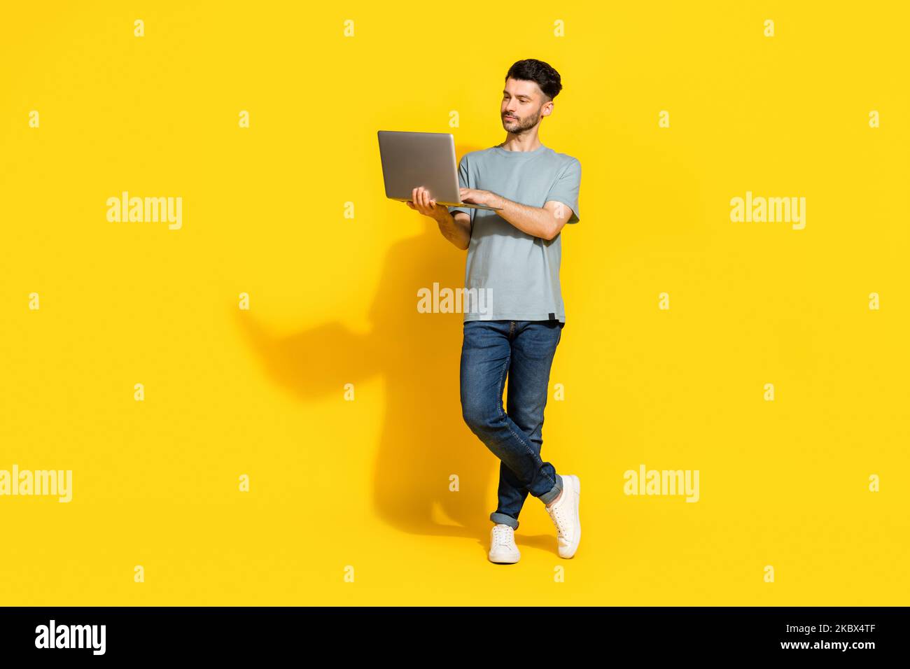 Full body length photo of young serious businessman successful positive ...