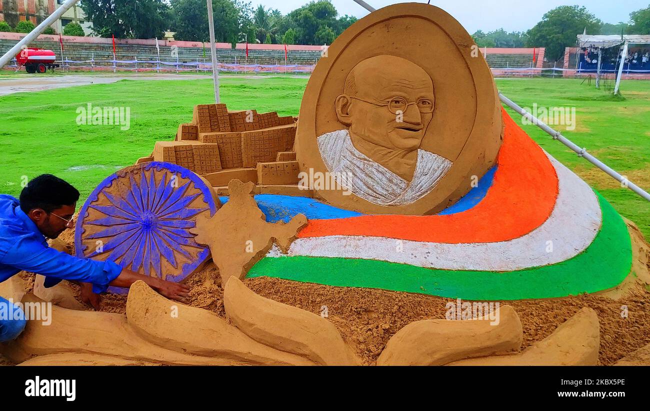Indian sand artist Ajay Rawat creates sand arts on the occasion of ...