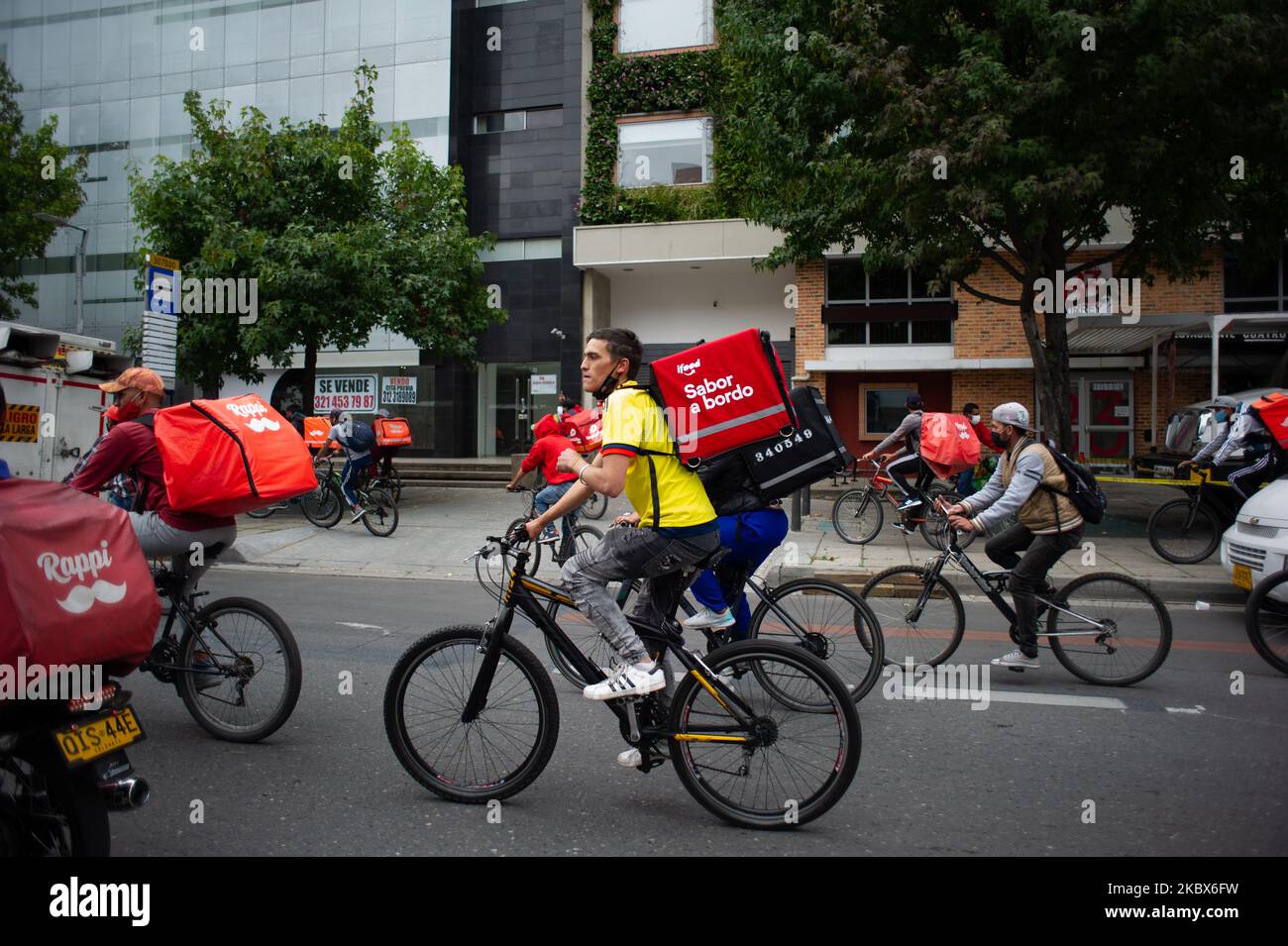 Delivery couriers from the takeout and shopping app service Rappi ...