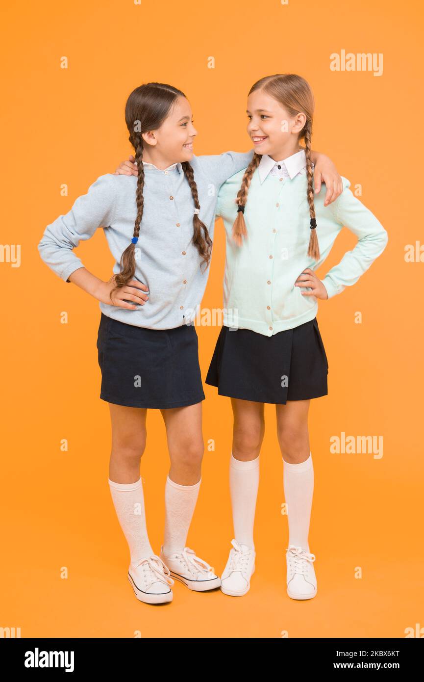 School friendship. September again. Childhood happiness. School day fun ...