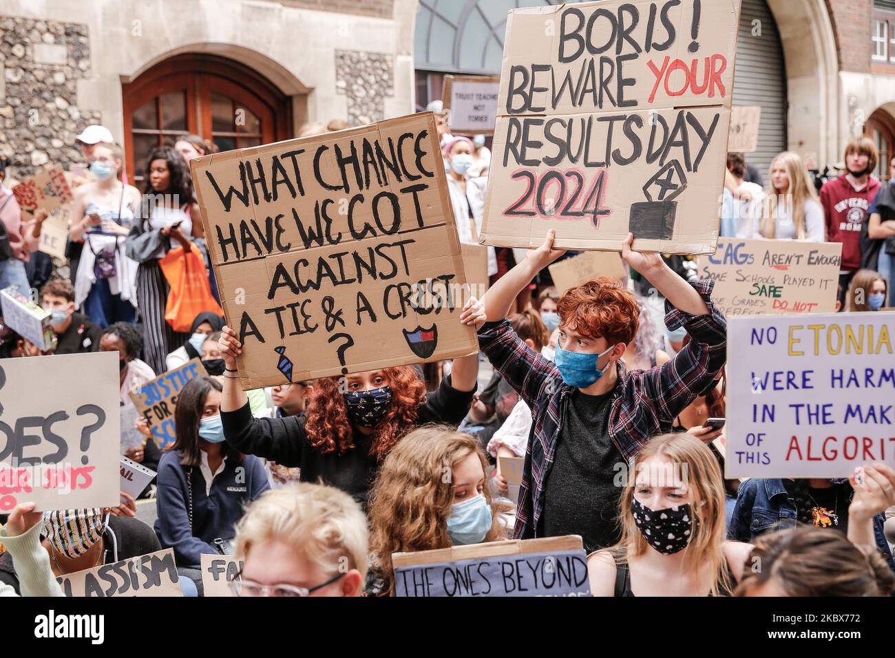 Youth protests in front of the Department for Education as a new exam ...