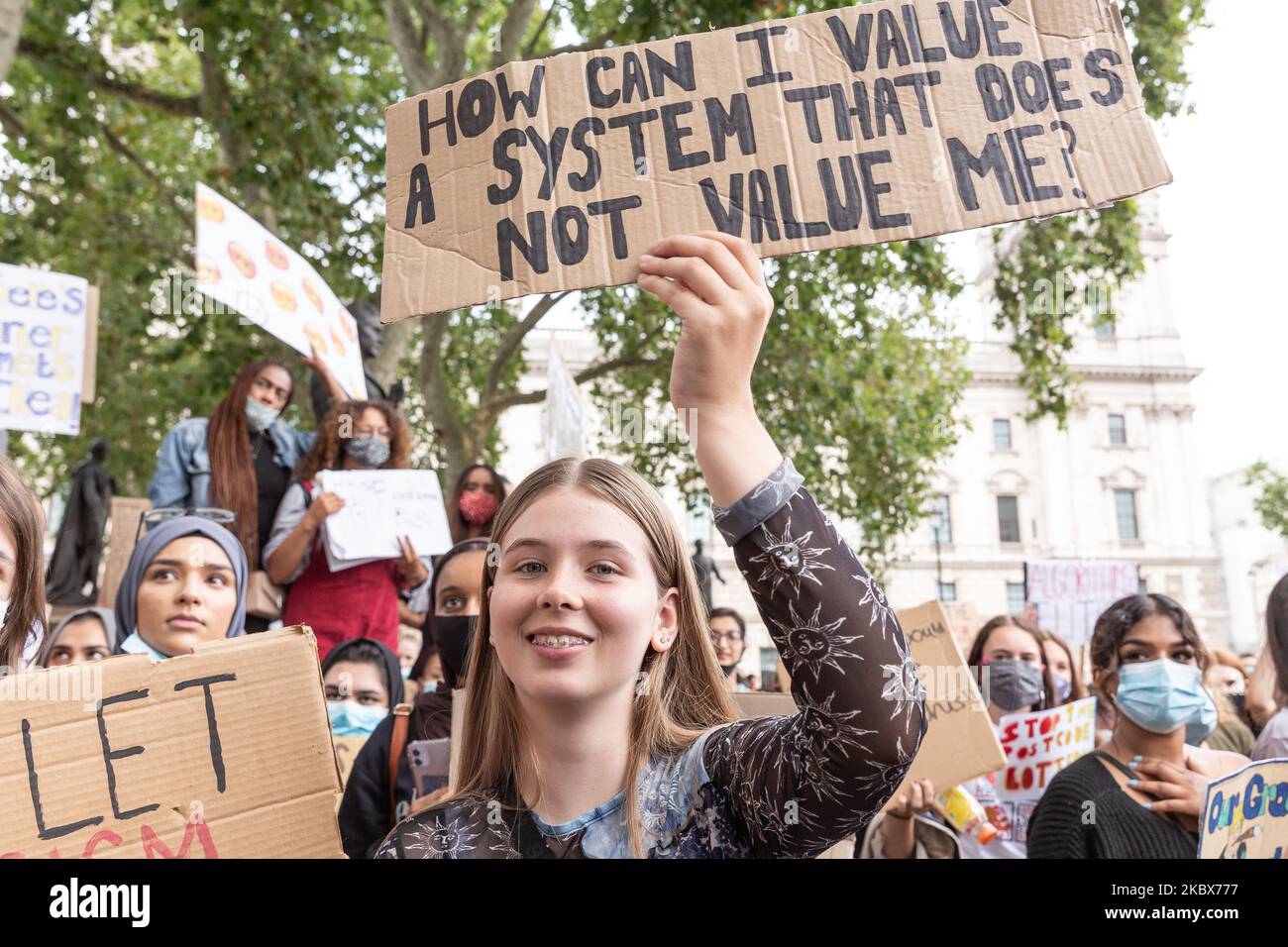 Youth protests at Parliament square against a new exam rating system ...