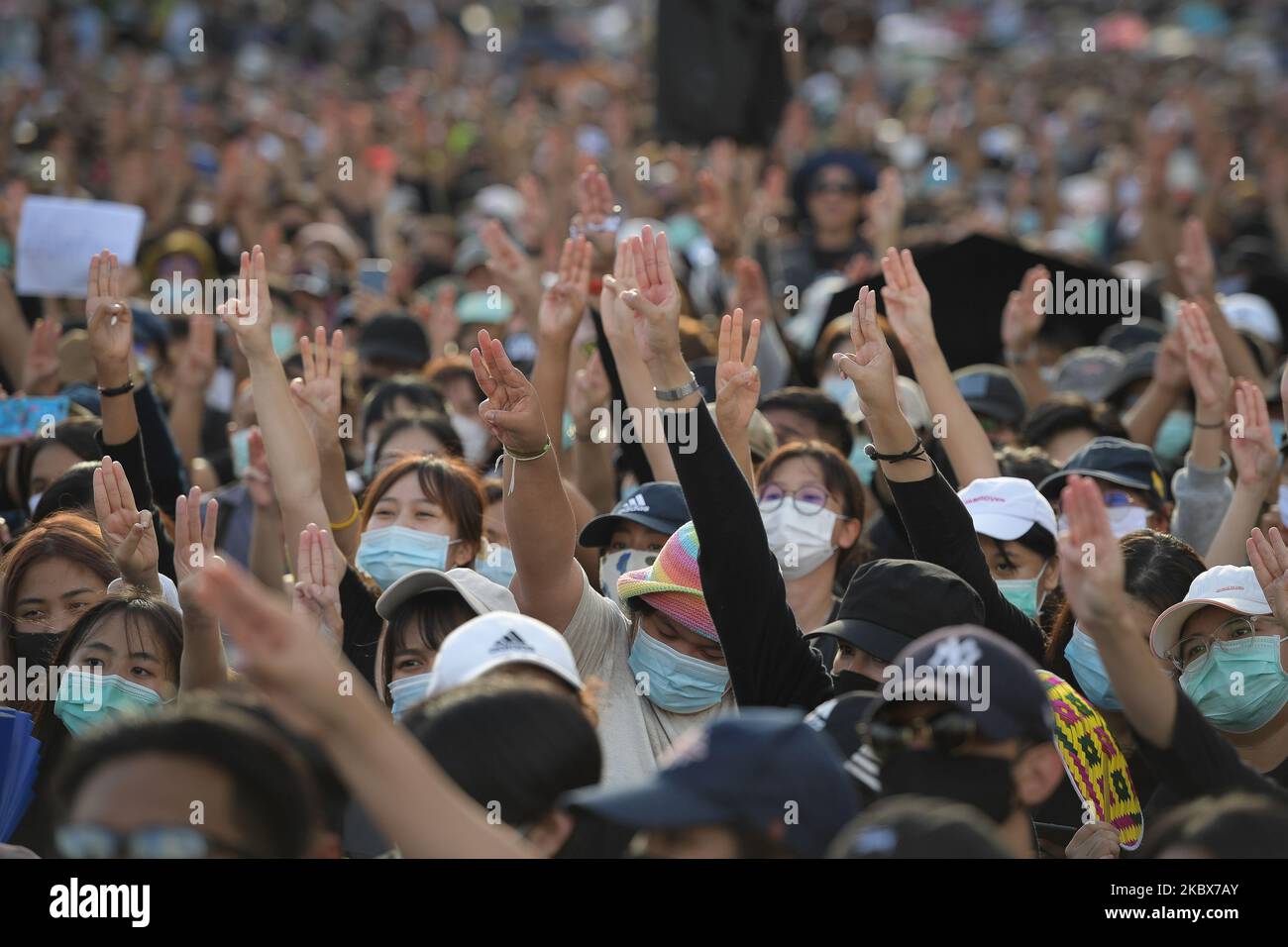 Protests displaying three fingers mark to anti-dictatorship during a ...