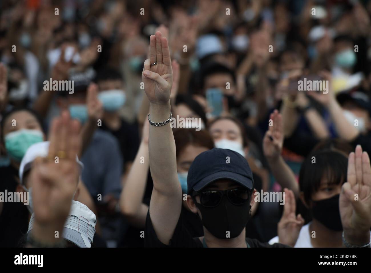 Protests displaying three fingers mark to anti-dictatorship during a ...