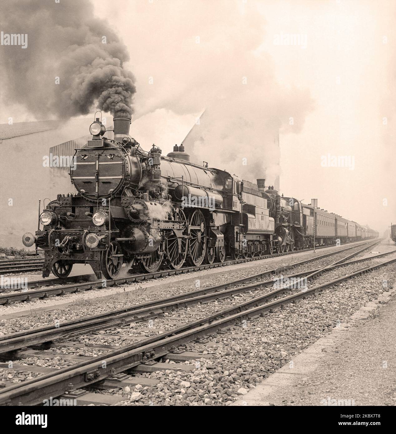 Old-fashioned steam locomotive in an austrian railway station Stock ...