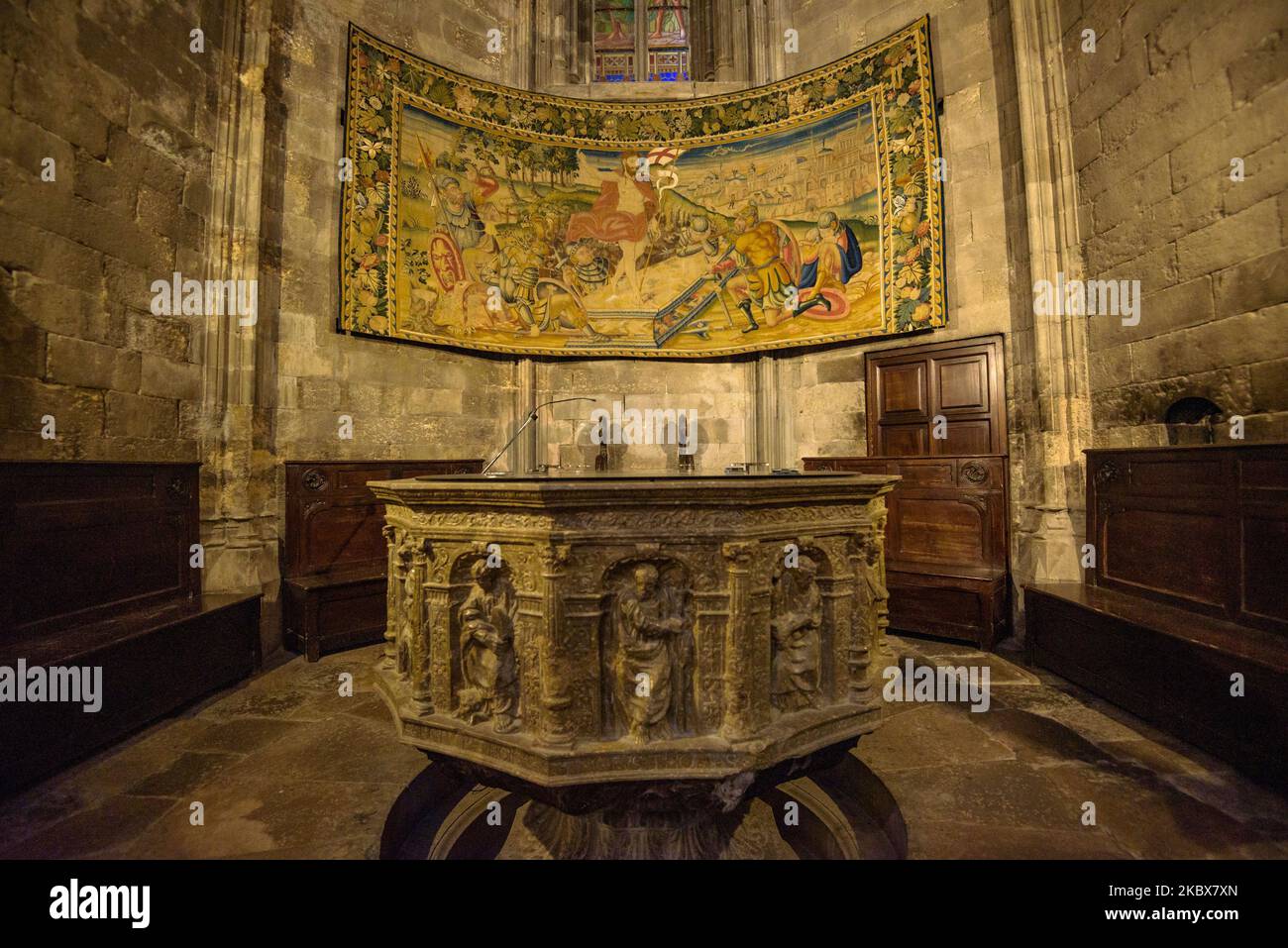 Baptistery inside the Cathedral of Girona (Catalonia, Spain) ESP ...